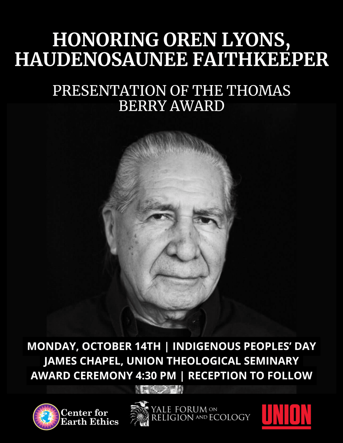 Presentation of the Thomas Berry Award to Oren Lyons, Haudenosaunee ...